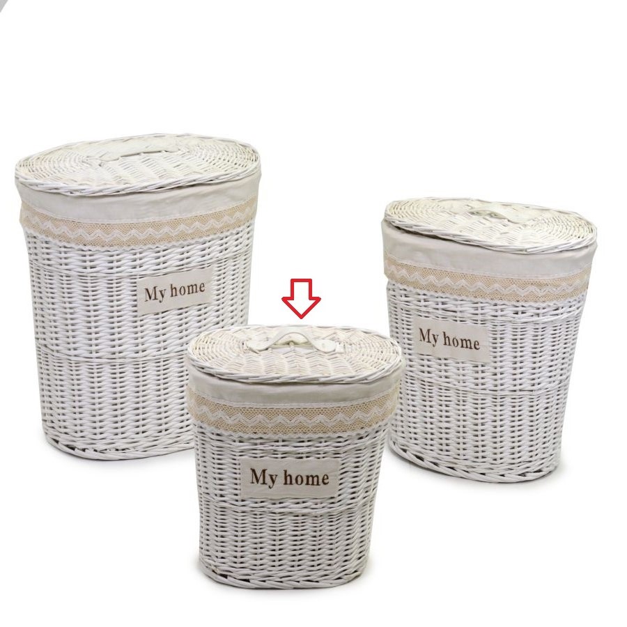 Cestone In Vimini Bianco Ovale Linea Orietta Piccolo - Ferrini Gift